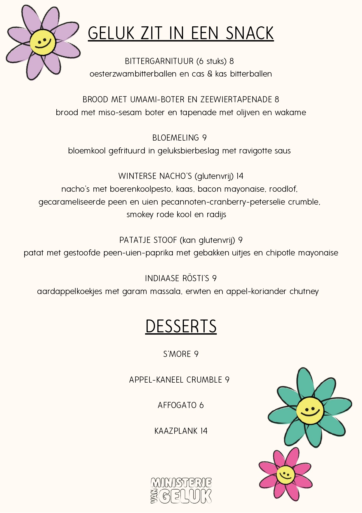 Menu | Ministerie van Geluk