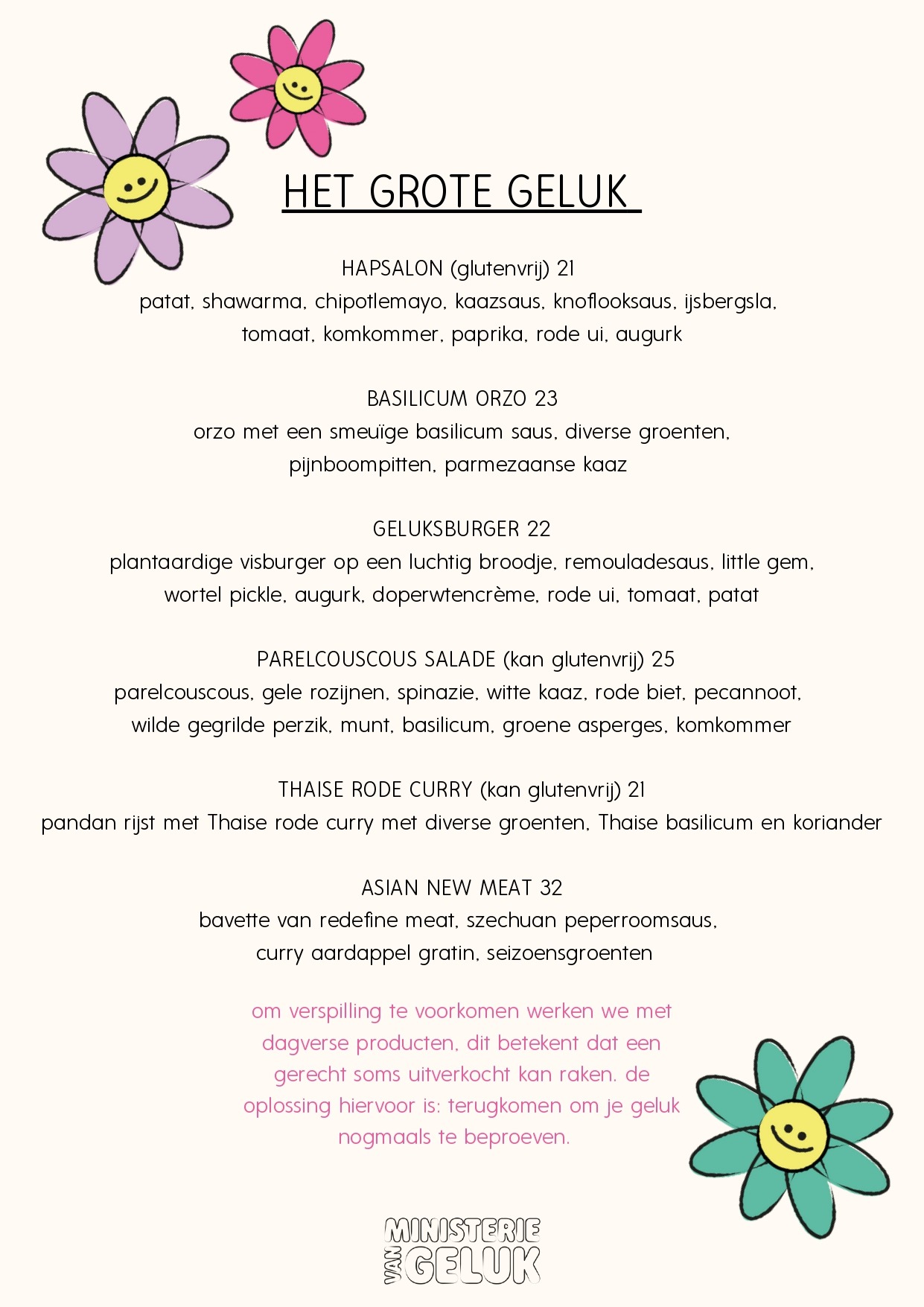 Menu | Ministerie van Geluk
